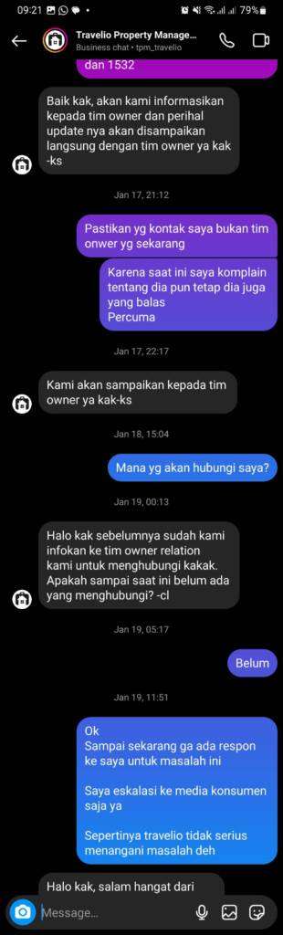 Mohon Penjelasan dan Penyelesaian Masalah Saya dengan Owner Relation Travelio