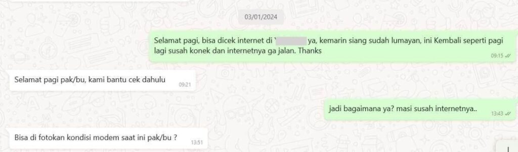 Customer Service Provider Internet CircleOne Tidak Serius dalam ...