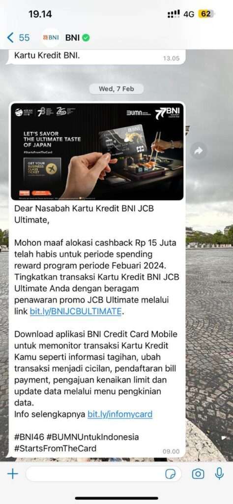 Kekecewaan Terhadap Program “Spending Reward” BNI JCB Ultimate yang ...