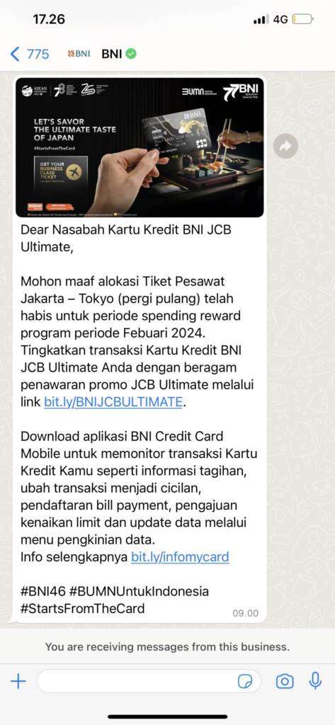 BNI JCB Ultimate Tidak Tepati Janji