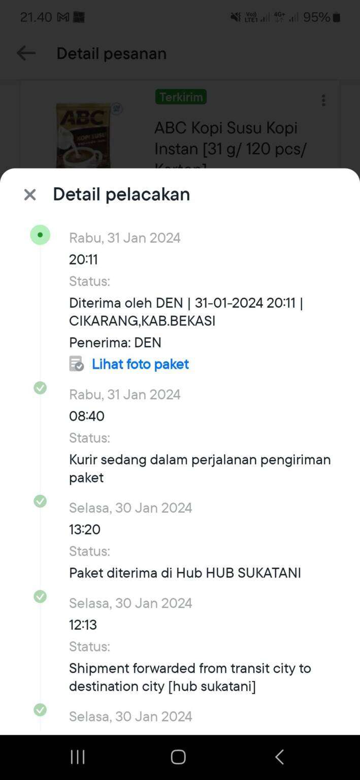 Status Pengiriman Palsu oleh JNE pada Transaksi di Blibli