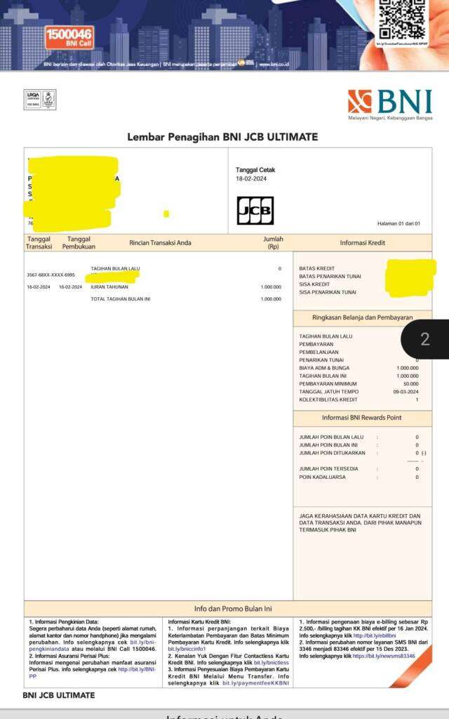 Kecewa Tagihan Annual Fee BNI JCB Ultimate untuk Kartu yang Belum Aktif