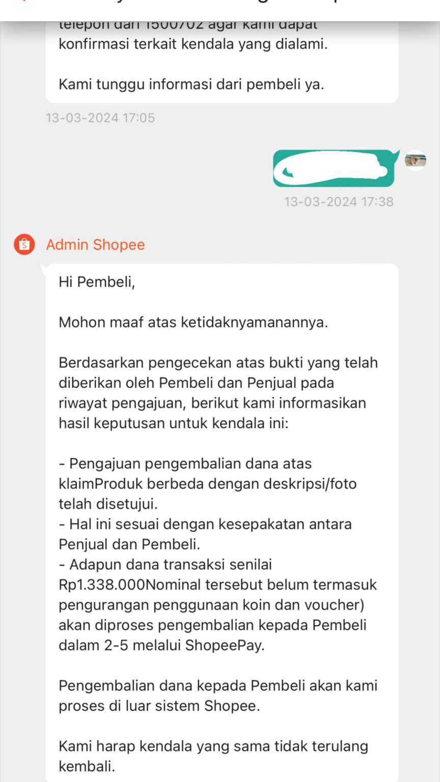 Komplain di Shopee Diselesaikan Sepihak Tanpa Konfirmasi