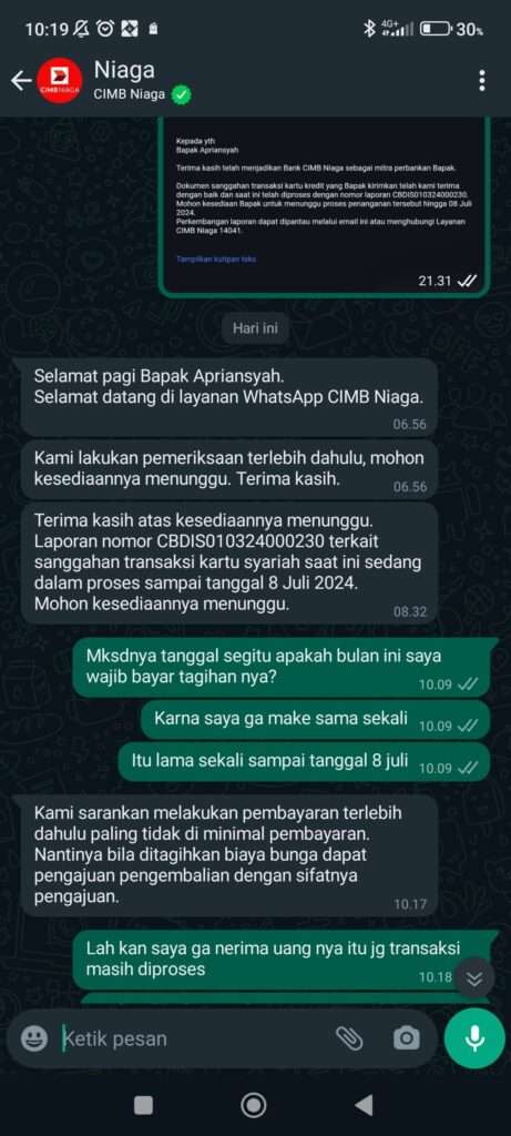 Pembayaran CC CIMB Niaga Sedang Diproses, Dana Tidak Masuk