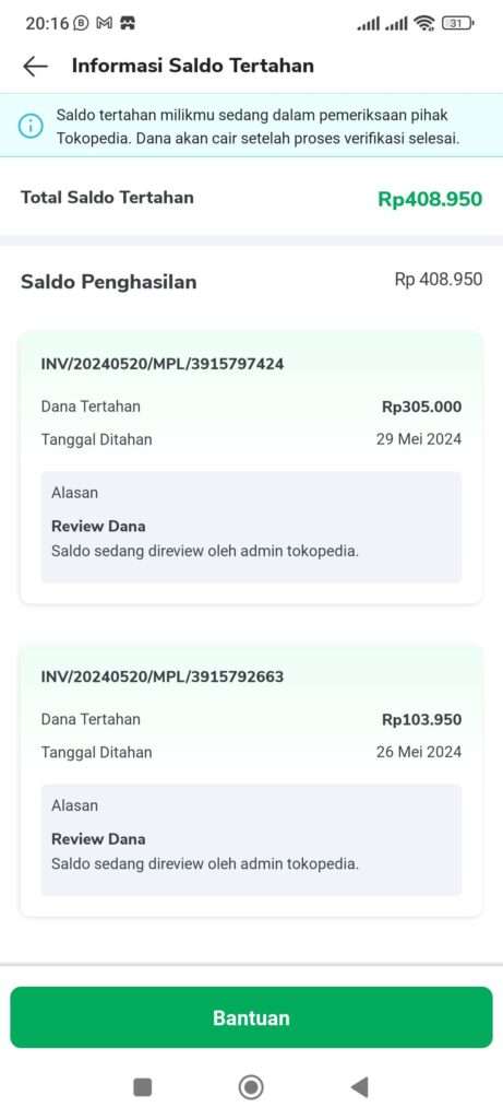 Kebijakan Tokopedia yang Kontradiktif dan Menahan Saldo Penjualan Saya Secara Sepihak