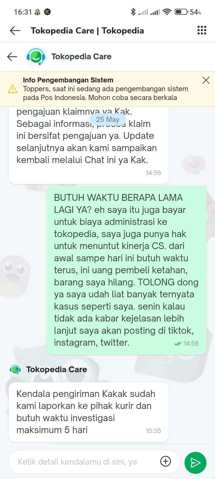 Klaim Barang Jualan di Tokopedia Hilang dan Proses Penanganan Sangat Lama