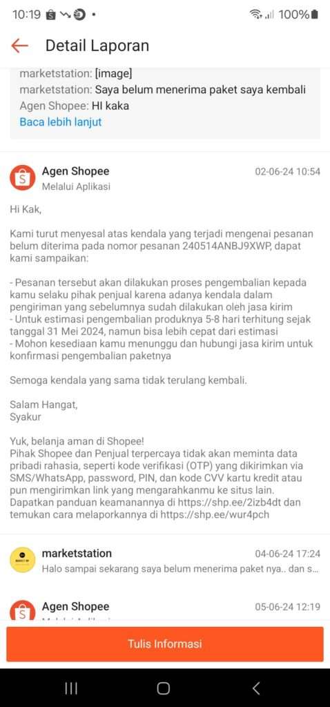 Perbedaan Informasi Mengenai Status Kiriman antara JNE dan Shopee