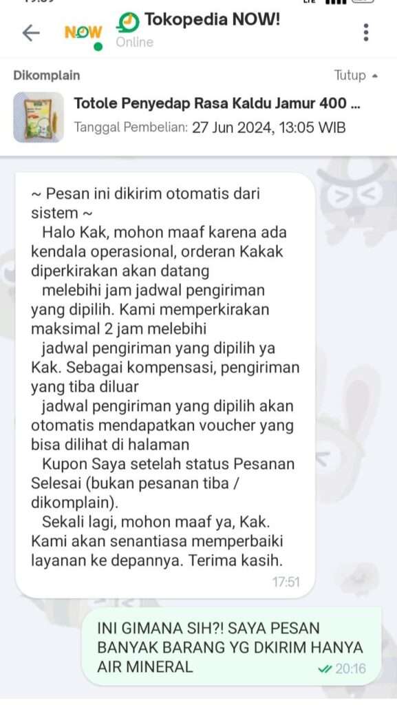 Buruknya Layanan Tokopedia NOW!