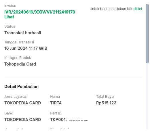 Tokopedia Card Salah Hitung Jumlah Pemakaian