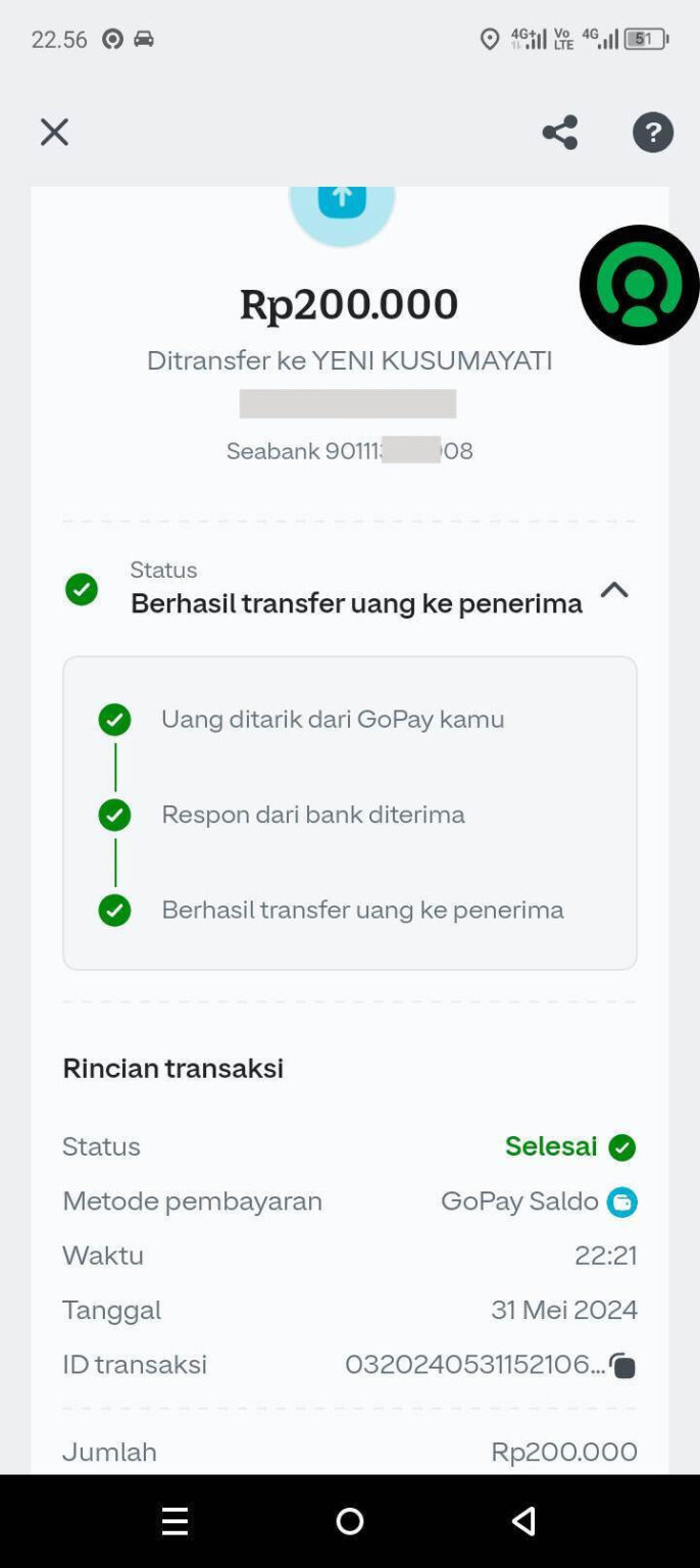 Transfer Uang dari GoPay ke SeaBank Uangnya Tidak Masuk