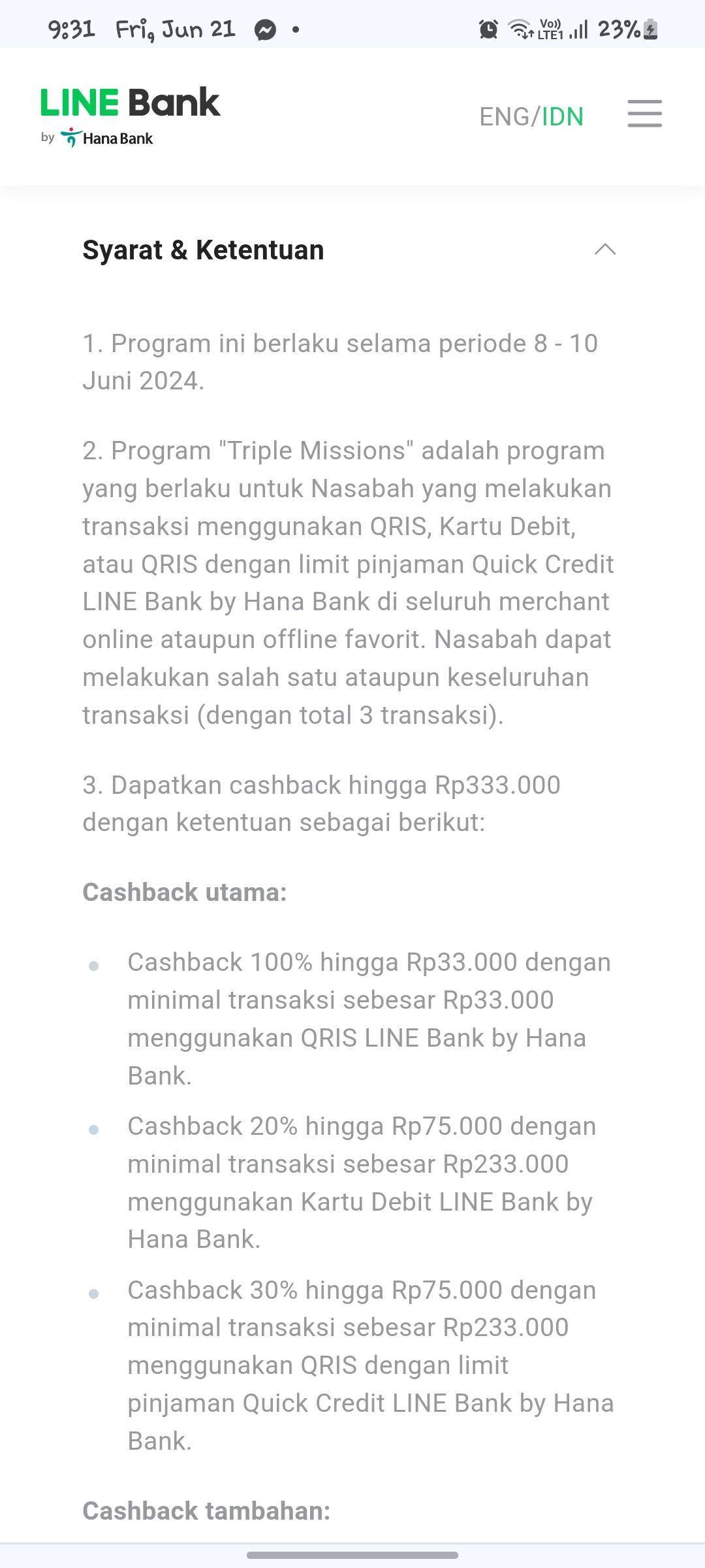 Cashback Line Bank Promo Triple Cashback Tidak Cair