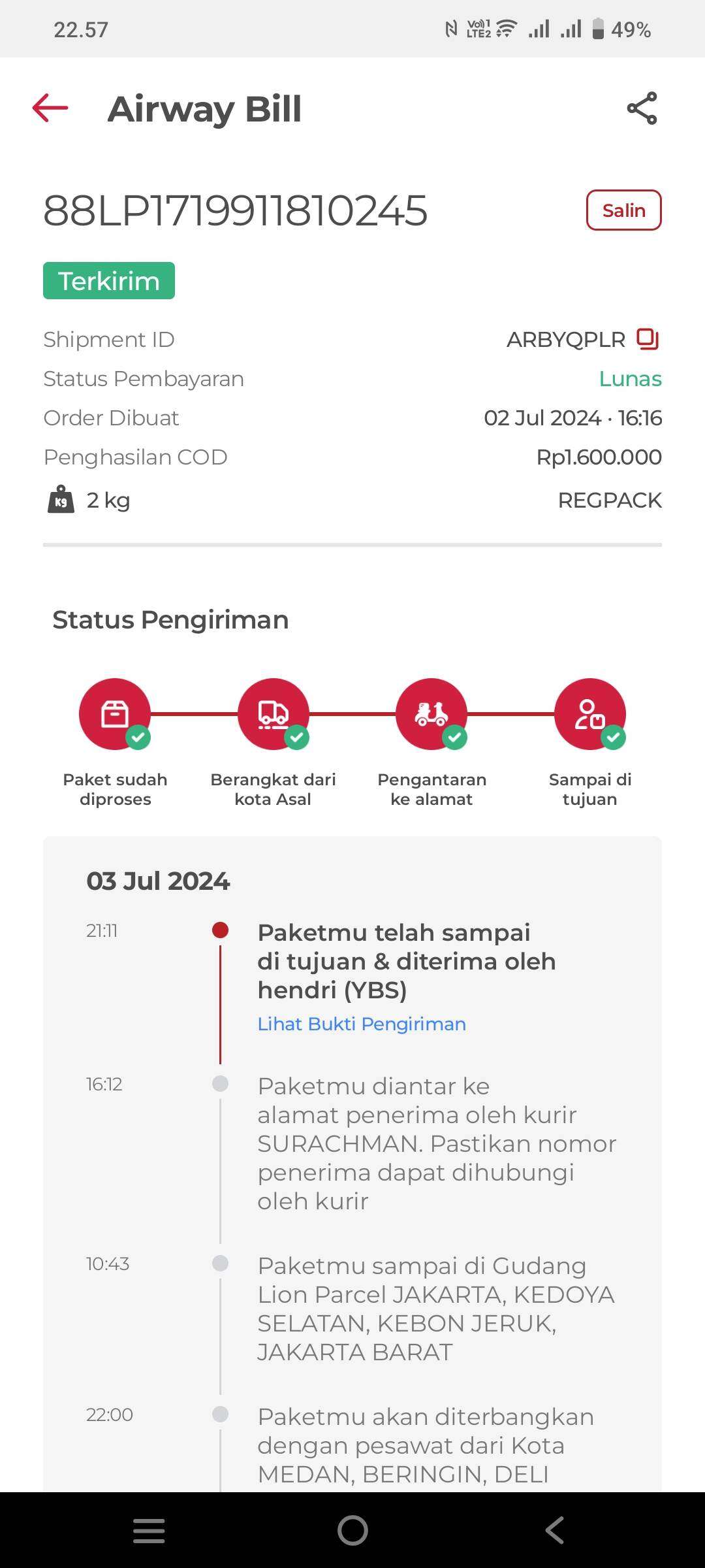 Penipuan Barang COD yang Dikirim Melalui Lion Parcel