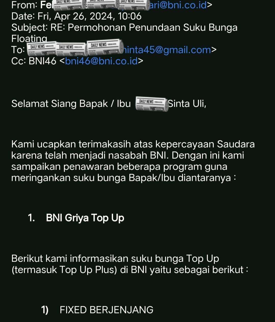 Pelaporan KPR BNI Griya Tidak Diproses Selama Enam Bulan