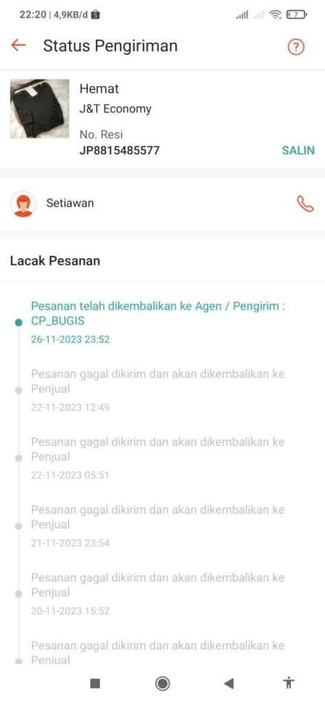 Pengiriman Paket Retur Shopee di J&T Kembali Bermasalah