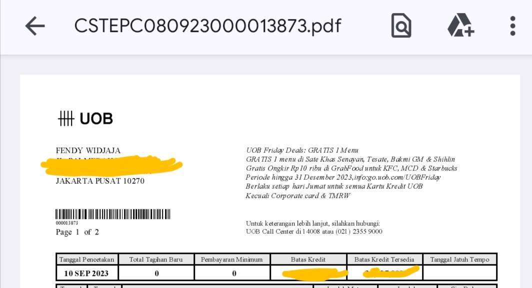 Perubahan Data di Bank UOB Secara Sepihak