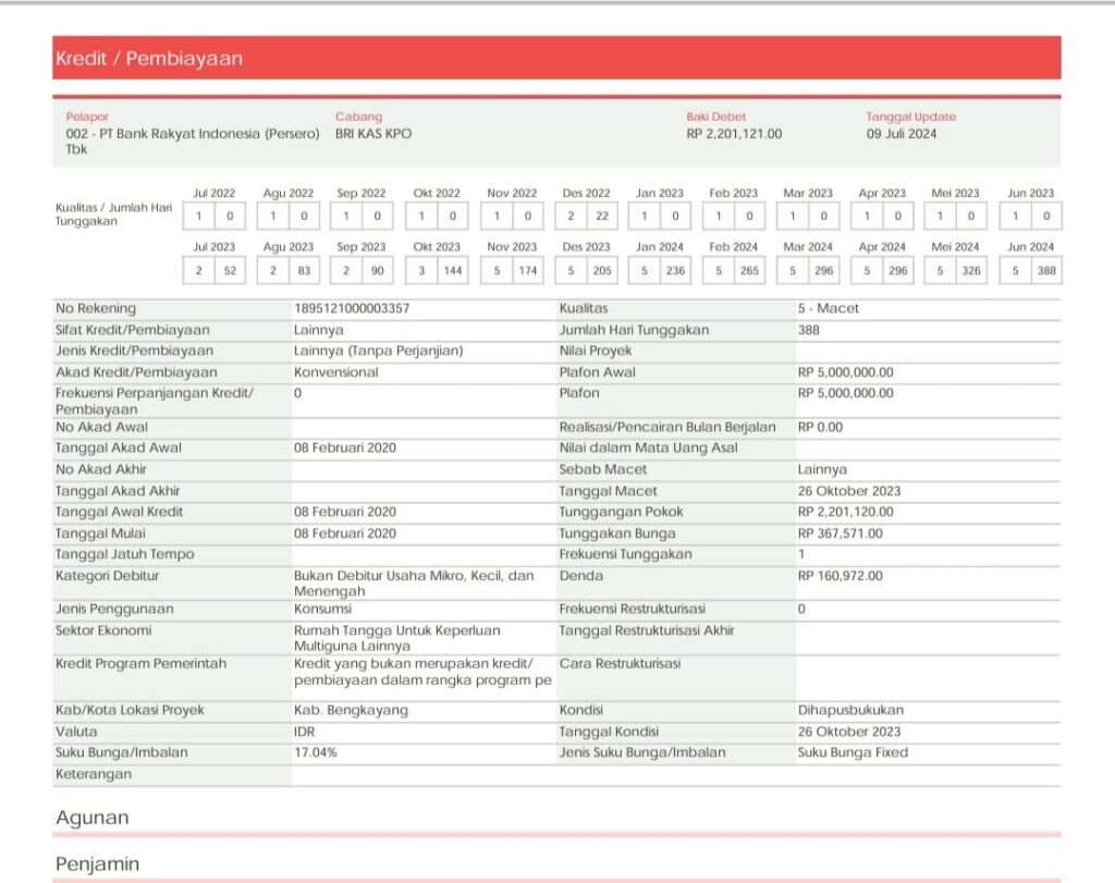 SLIK OJK Kol 5 Dihapus Bukukan BRI