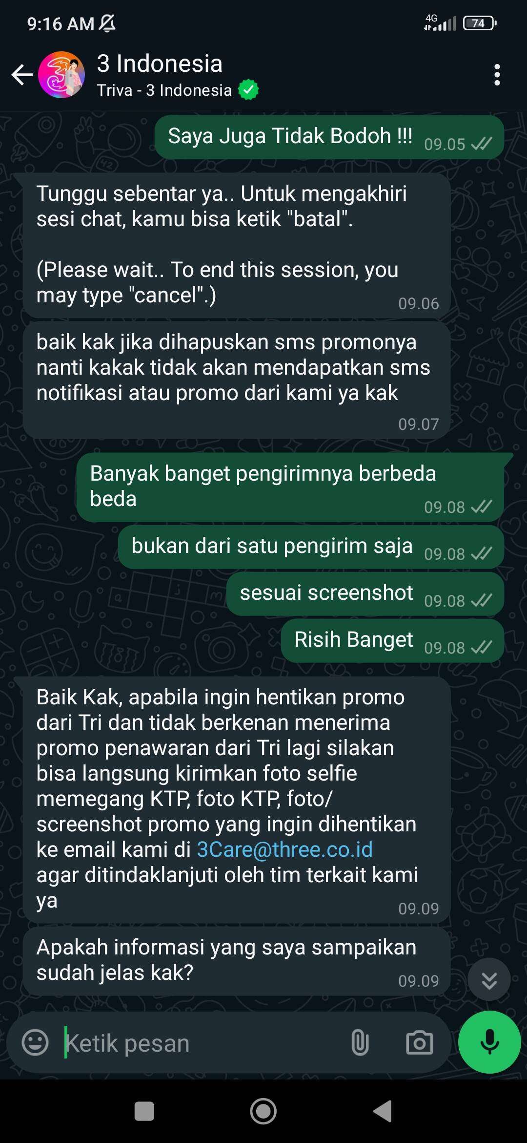 Penghentian SMS Broadcast Provider Tri yang Sangat Ribet