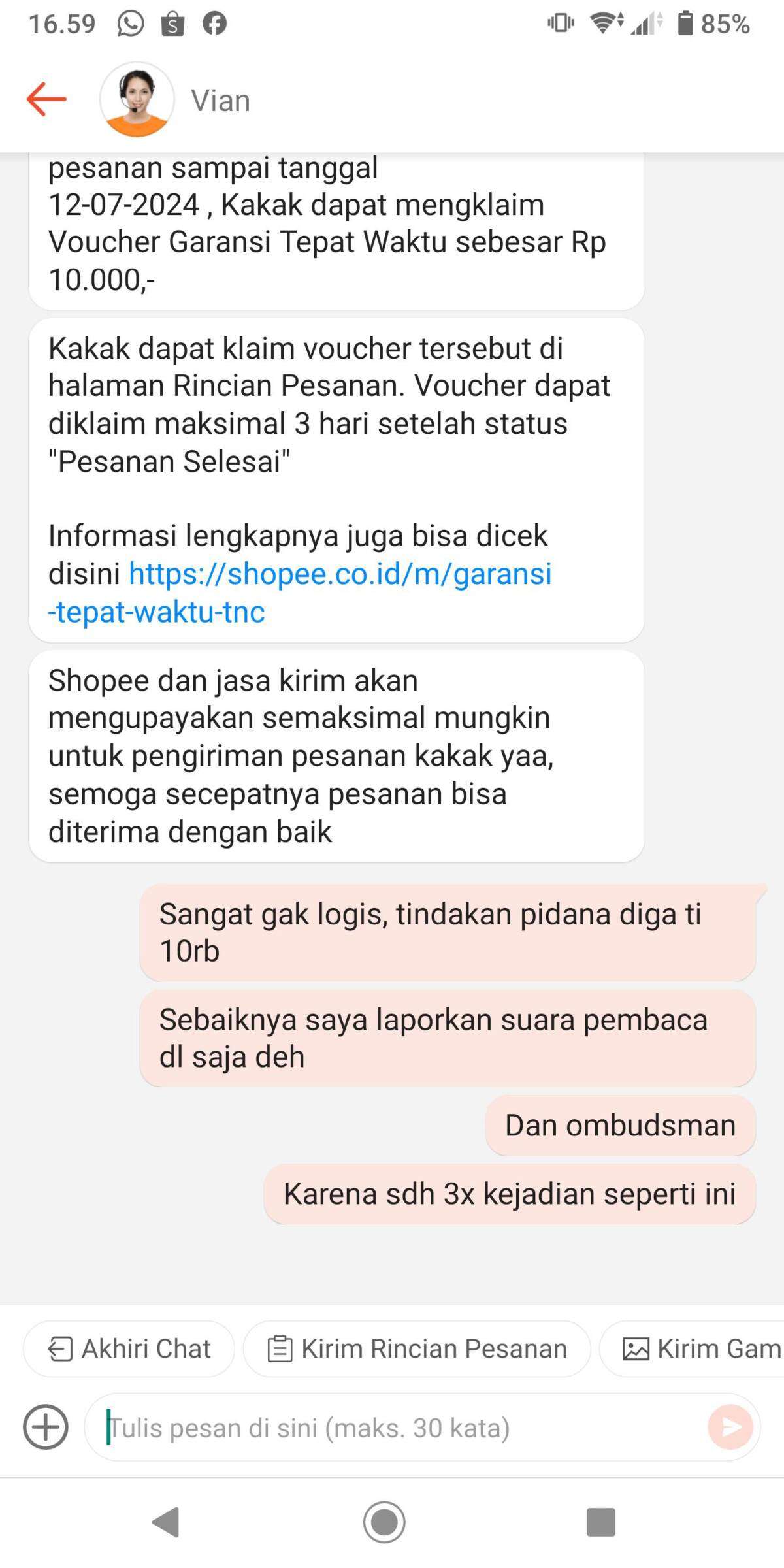 Pihak Shopee Express Memalsukan Status Laporan Pengiriman Paket