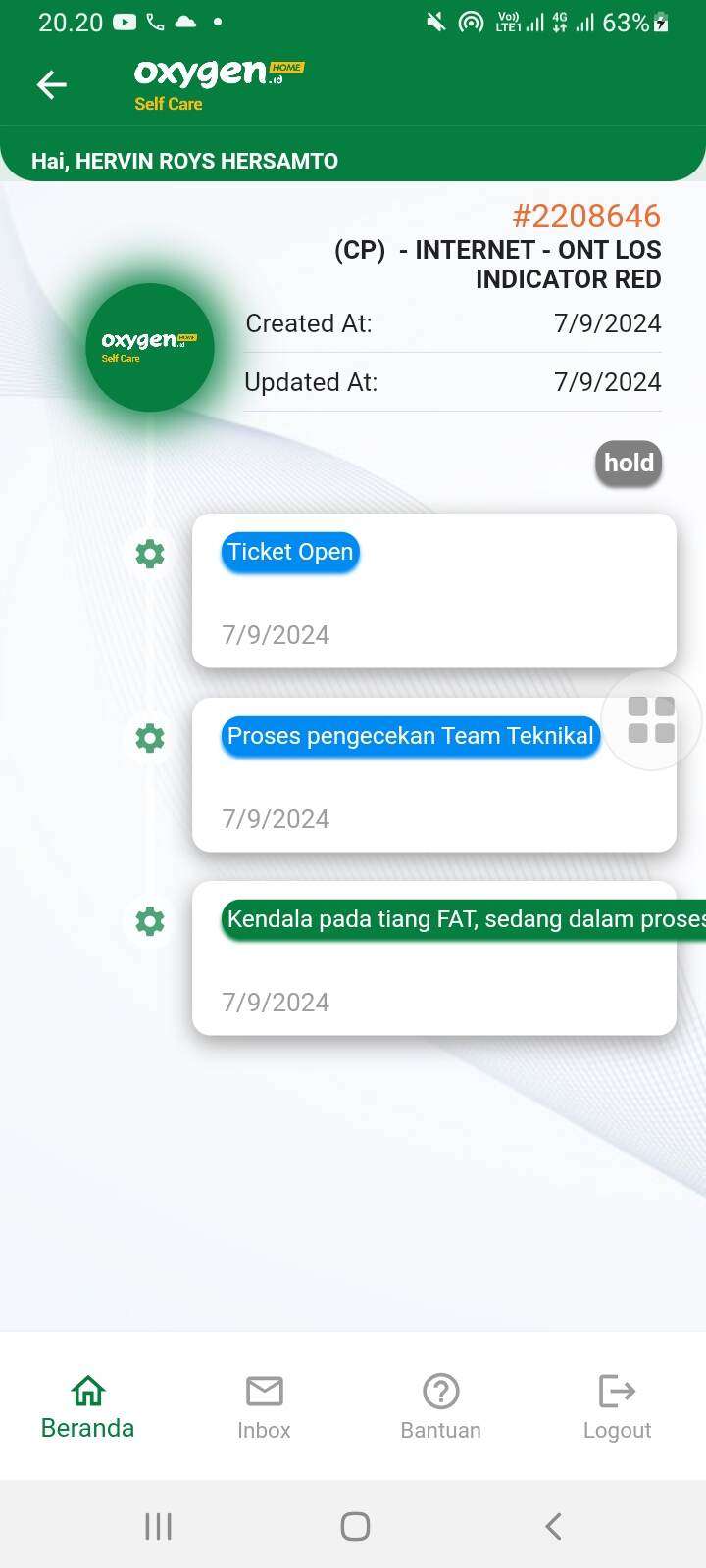 Kecewa Pelayanan Internet Oxygen.id