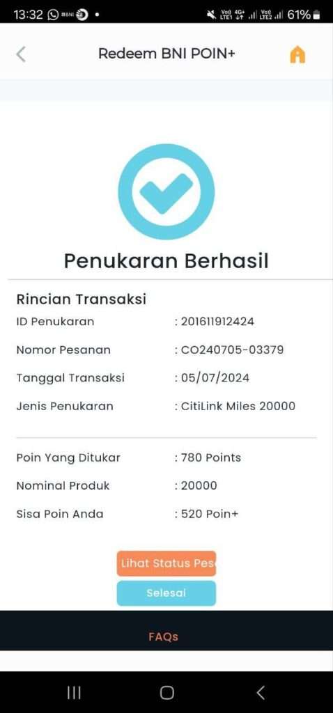 Promo HUT BNI 78, Linkmiles Tidak Masuk