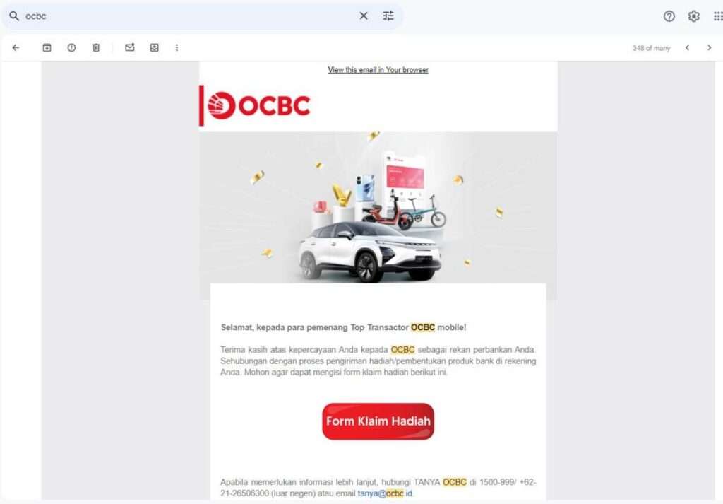 Belum Terima Hadiah Program OCBC Top Transactor