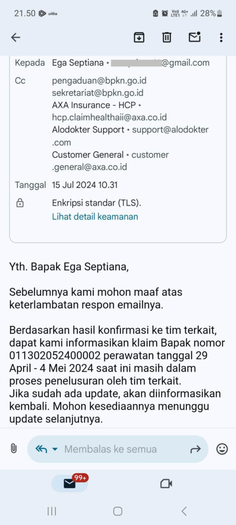 Asuransi AXA Belum Membayar Klaim Saya yang Sudah Jalan 4 Bulan