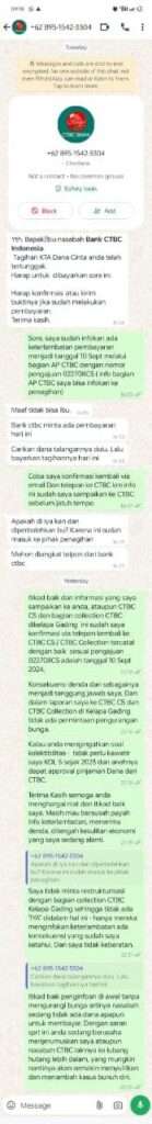 Penagihan KTA Dana Cinta Bank CTBC Tak Sesuai Laporan Konsumen