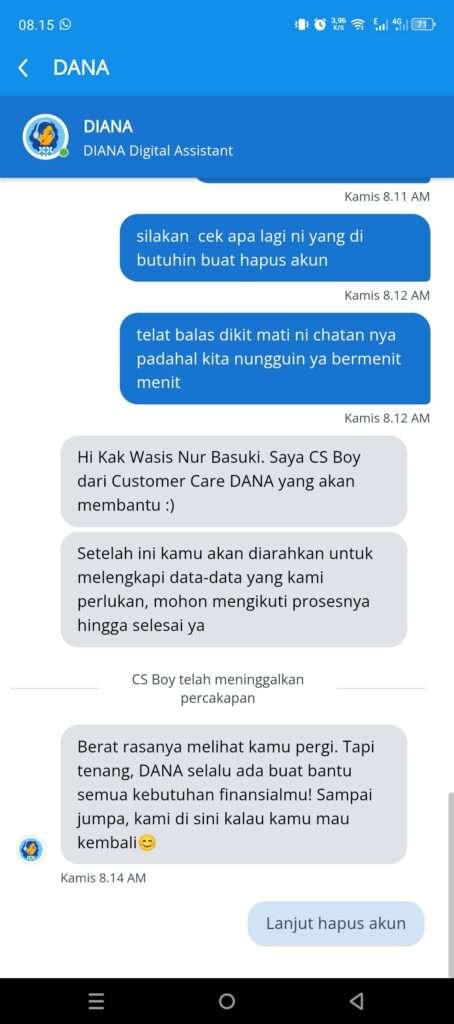 Hapus Akun DANA Susah