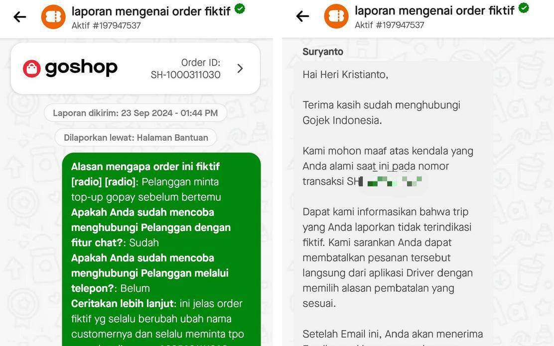 Aplikator Membenarkan Customer-nya Melakukan Order Fiktif kepada Driver