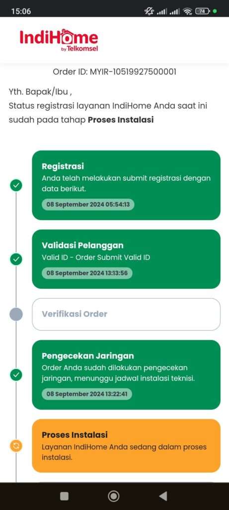 Lamanya Pemasangan Jaringan Baru IndiHome, Padahal Tiang Sudah Masuk Gang