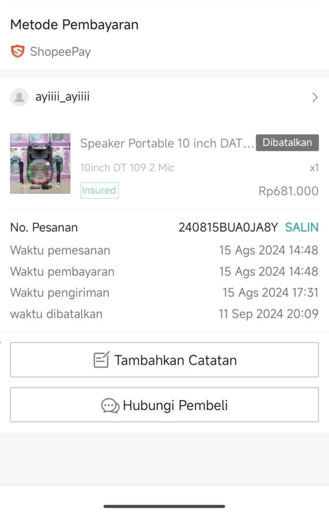 Status Pesanan di Shopee Batal oleh Sistem, Tapi Status Resi Pengiriman ...