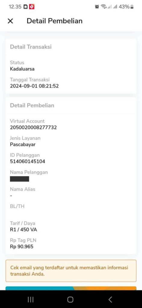 Masalah Pembayaran Tagihan Listrik Menggunakan Aplikasi PLN Mobile