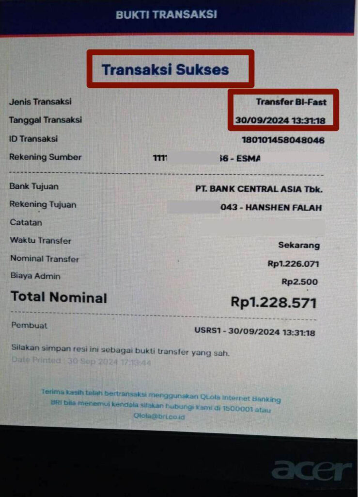 Transfer BI-Fast BRI ke BCA, Dana Tidak Masuk ke Rekening Tujuan