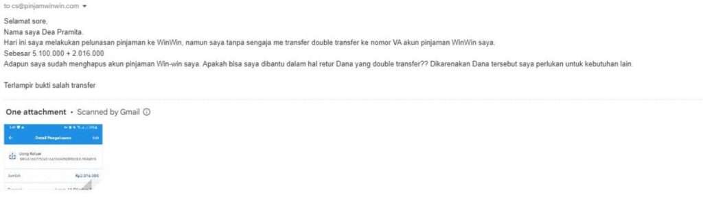 Aplikasi Pinjol Pinjamwinwin Tidak Mengembalikan Dana Lebih Transfer ...