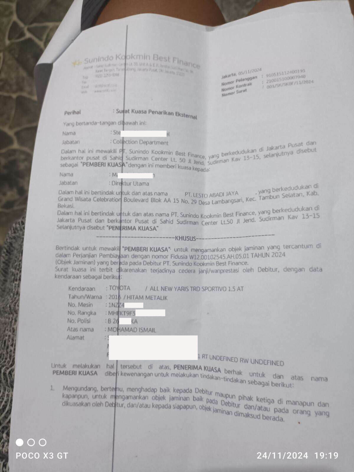 Penarikan Kendaraan Konsumen SKBF