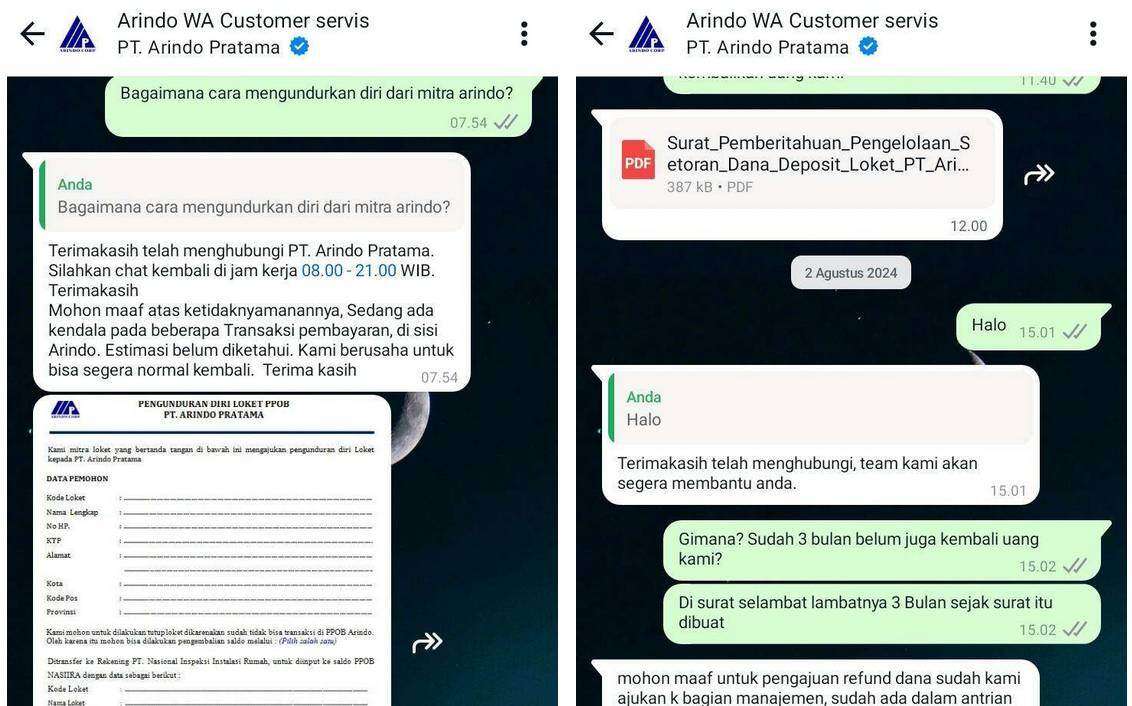 PT Arindo Pratama (PPOB) Tidak Kunjung Mengembalikan Saldo Deposit Mitra