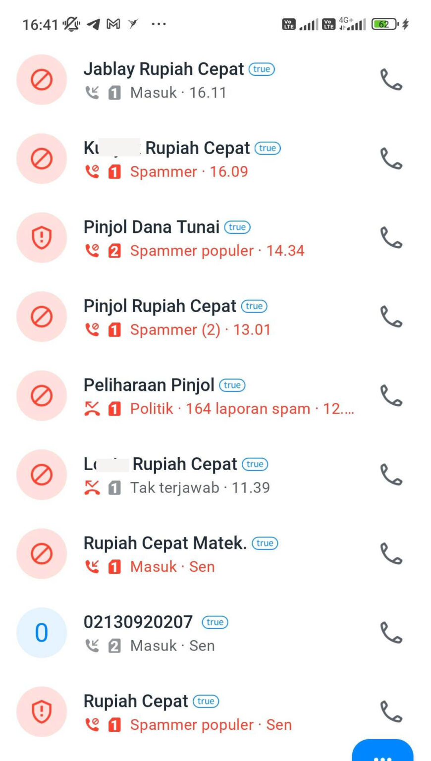 Spam Telepon Rupiah Cepat yang Sangat Mengganggu