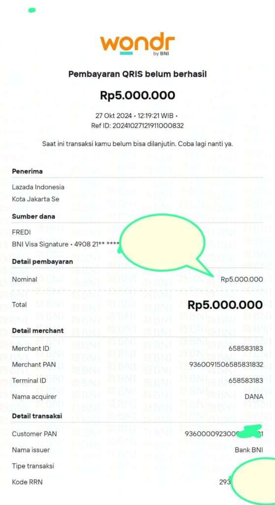 Transaksi QRIS wondr by BNI Sudah Dinyatakan Gagal, tapi Tetap Memotong ...