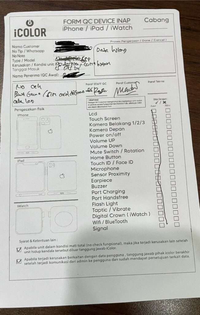 Service IColor Cabang Kelapa Gading Mengecewakan