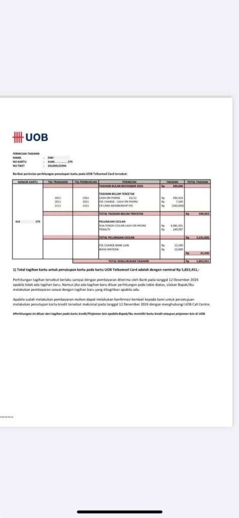 UOB Tiba-tiba Mengirim Dana ke Rekening Saya