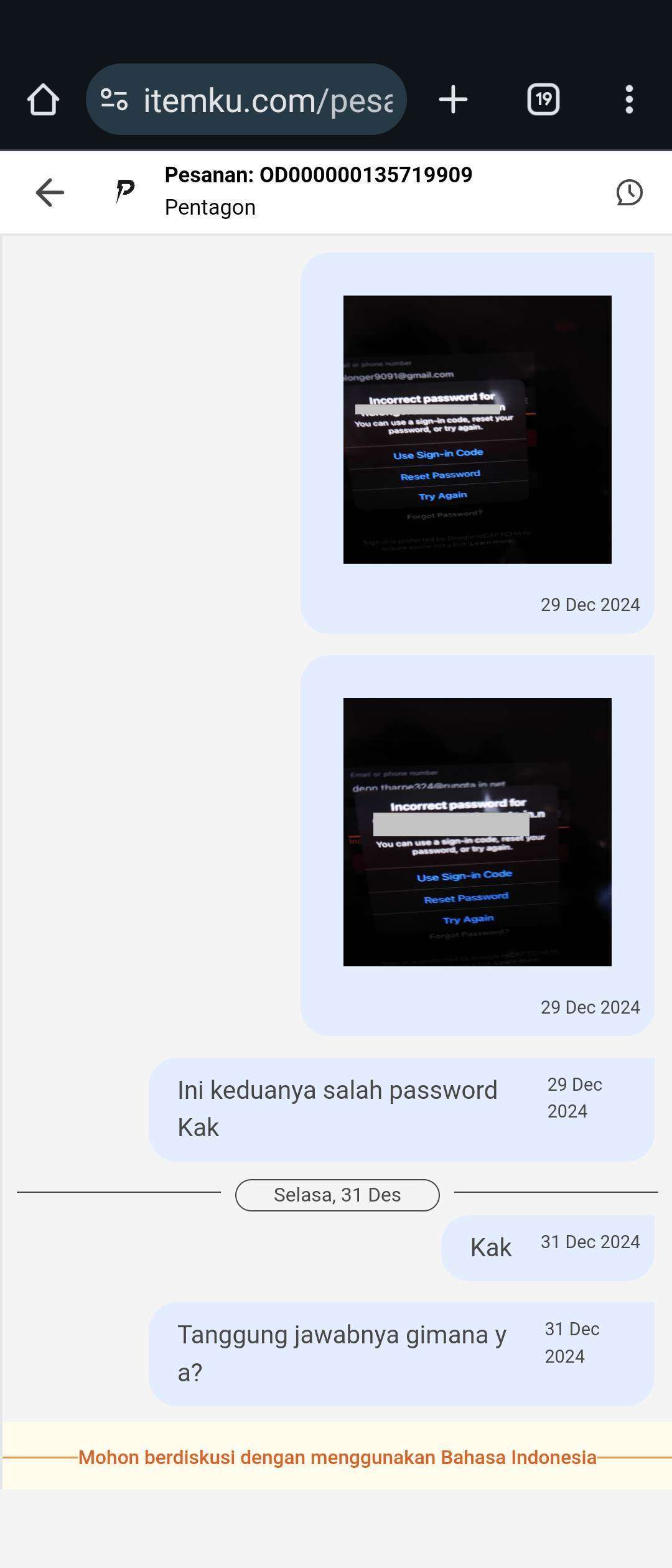 Pelayanan Buruk Platform Itemku