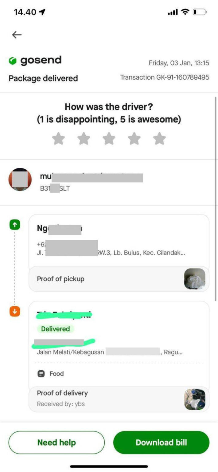 Driver GoSend Gojek Tidak Mengantar Pesanan Sesuai Titik Tujuan