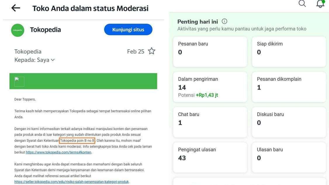 Tokopedia Memoderasi Toko Secara Permanen Setelah Saya Menulis Surat ...