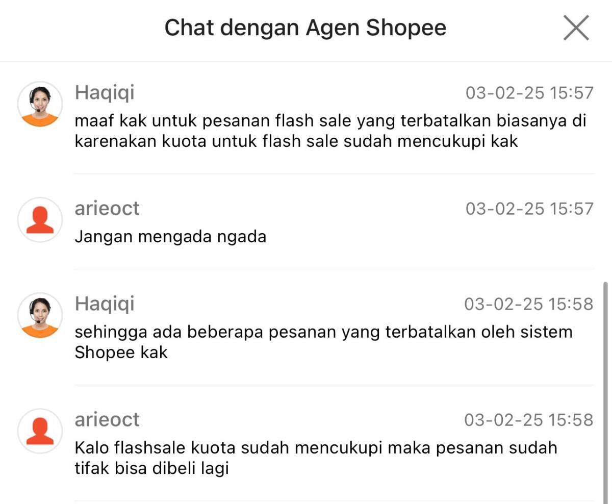 Pembatalan Flash Sale Sepihak oleh Paus Biru Official Shop dan Dibantu oleh Shopee