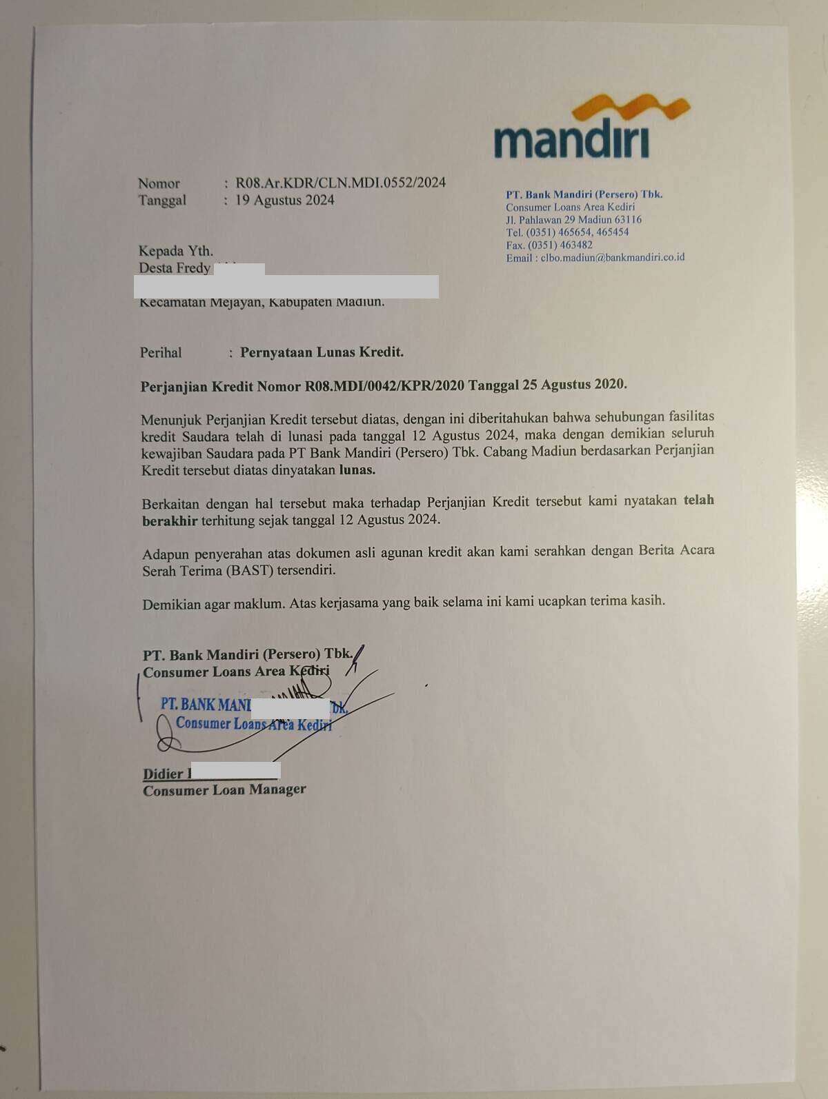 Kredit KPR di Bank Mandiri Lunas, tapi Sudah Hampir 6 Bulan Sertifikat ...