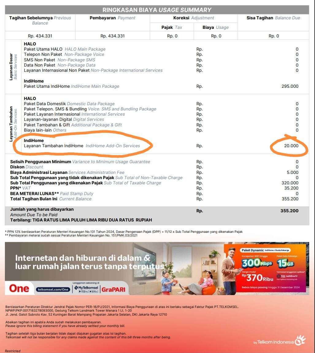 Tagihan IndiHome Tidak Sesuai dan Tidak Ada Tindak Lanjut