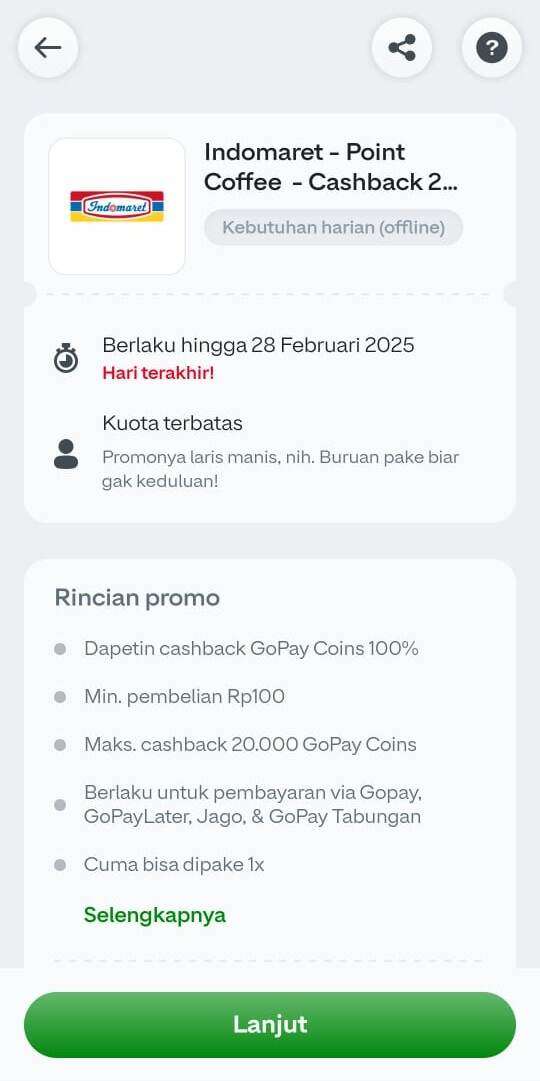 Cashback GoPay di Indomaret Point Coffee Tidak Sesuai Ketentuan