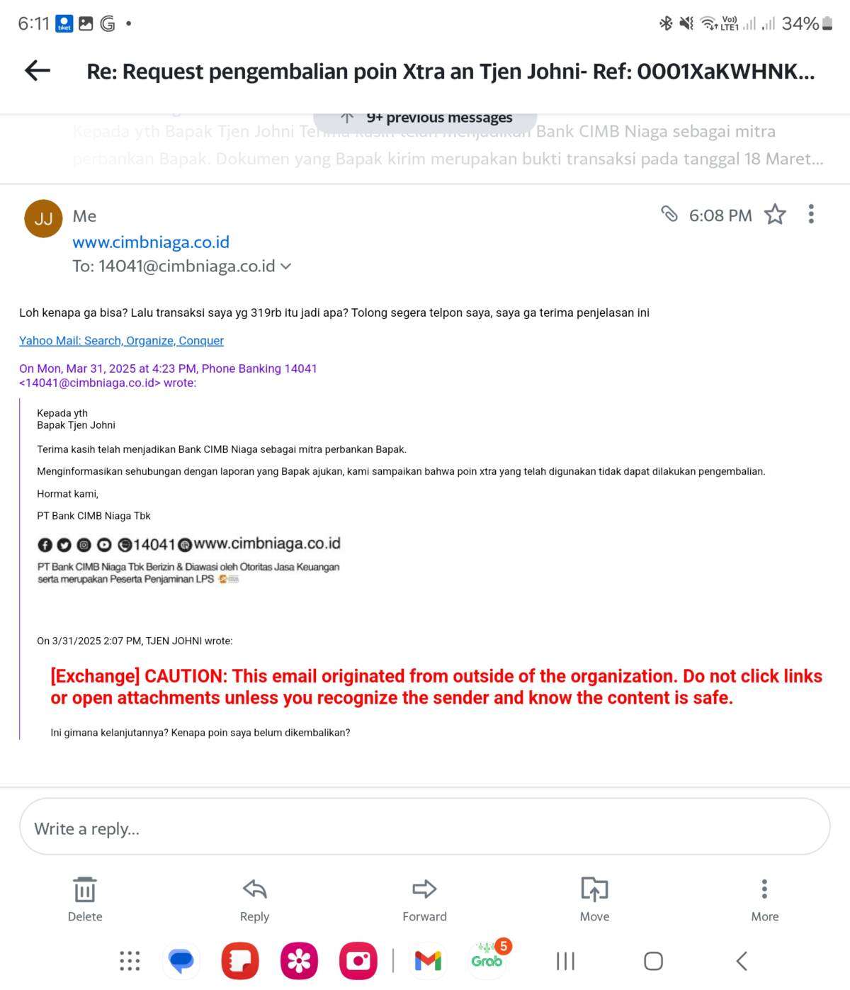 Kerugian Xtra Poin dan Pelayanan yang Sangat Buruk dari CS CIMB Niaga