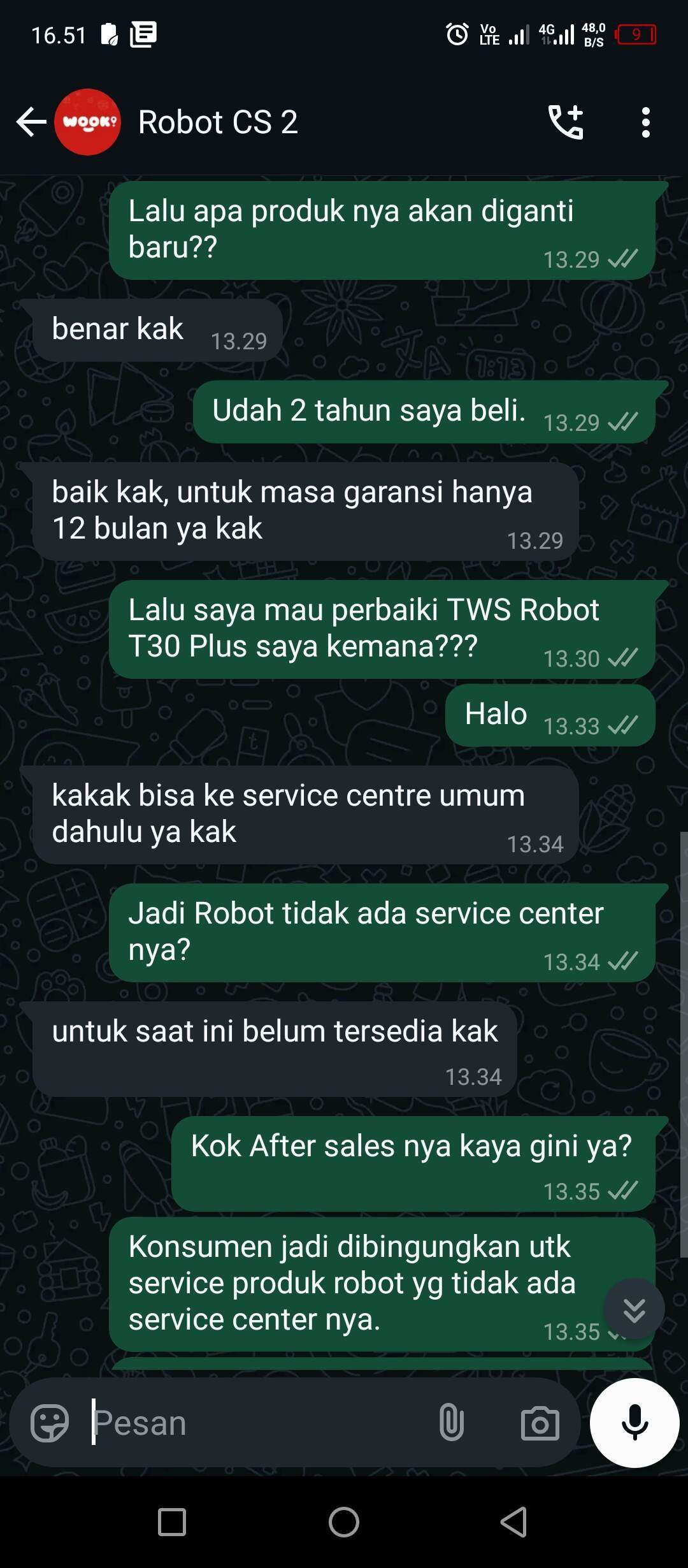 Kecewa dengan After Sales Robot TWS T30 Plus