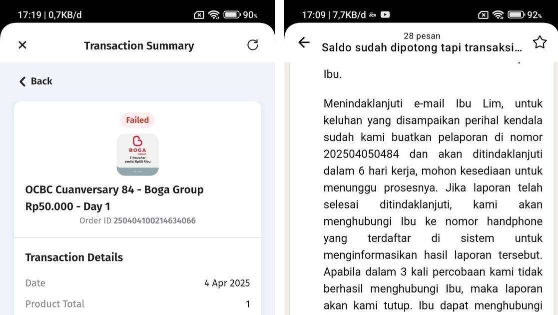 Pembelian Voucher Lewat M-Banking OCBC Gagal, Saldo Belum Kembali